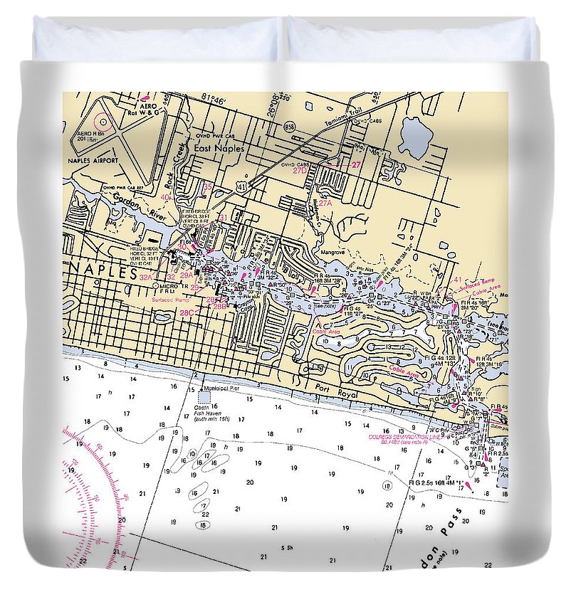 Naples-florida Nautical Chart - Duvet Cover | Nautical products for sea ...