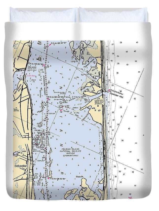 Sebastian Inlet-florida Nautical Chart - Duvet Cover | Nautical ...