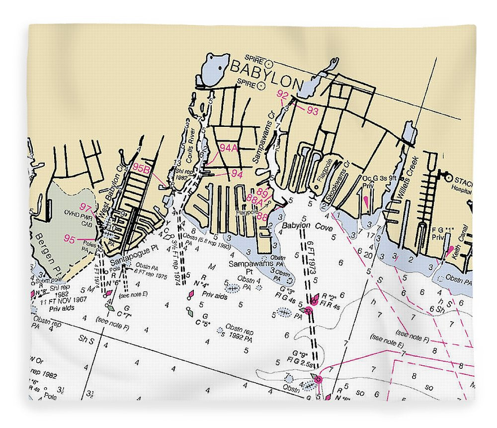 Babylon-new York Nautical Chart - Blanket | Nautical products for sea ...