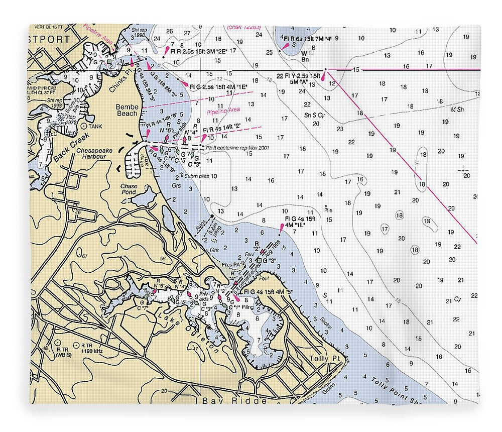 Bay Ridge-maryland Nautical Chart - Blanket | Nautical products for sea ...