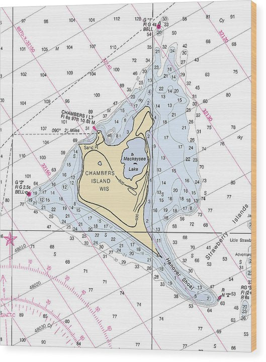 Chambers Island-lake Michigan Nautical Chart - Wood Print | Nautical ...