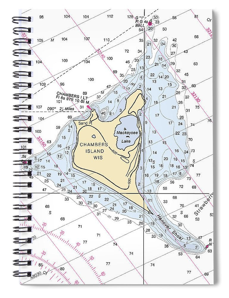 Chambers Island-lake Michigan Nautical Chart - Spiral Notebook ...