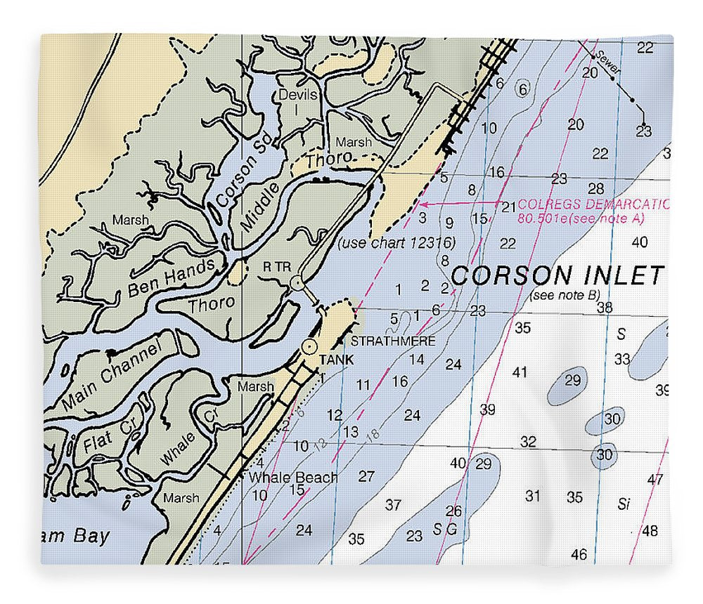 Corson Inlet-new Jersey Nautical Chart - Blanket | Nautical products ...