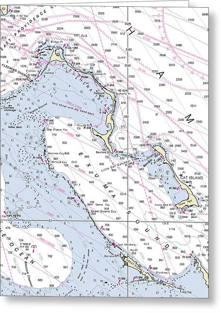 Exumas Bahamas Nautical Chart - Greeting Card | Nautical products for ...