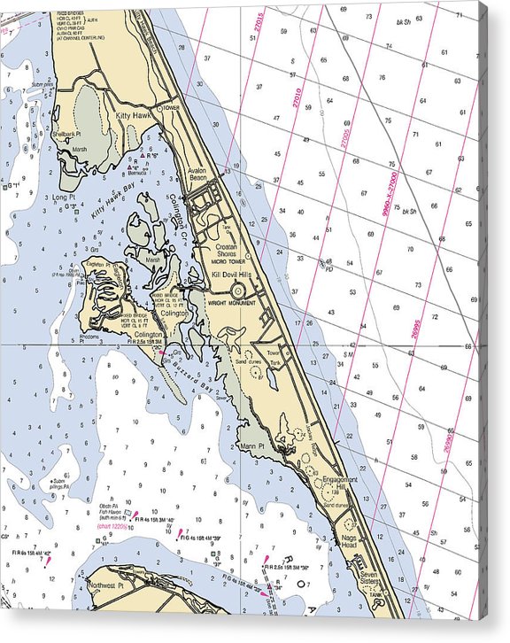 Kill Devil Hills-north Carolina Nautical Chart - Acrylic Print ...