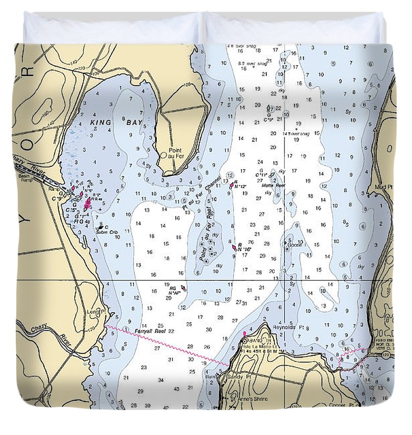King Bay-lake Champlain Nautical Chart - Duvet Cover | Nautical ...