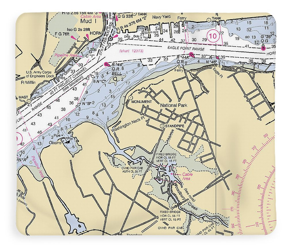 National Park New Jersey Nautical Chart Blanket | SeaKoast