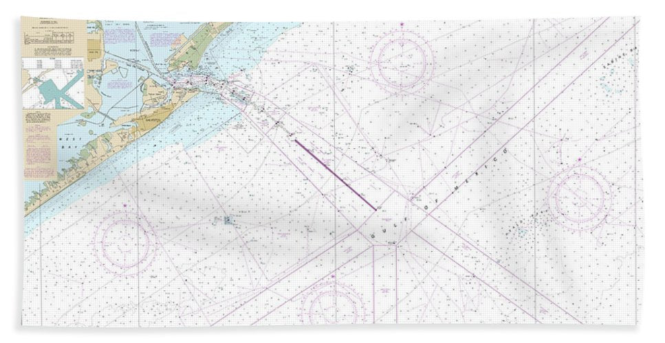 Nautical Chart-11323 Approaches-galveston Bay - Beach Towel | Nautical ...