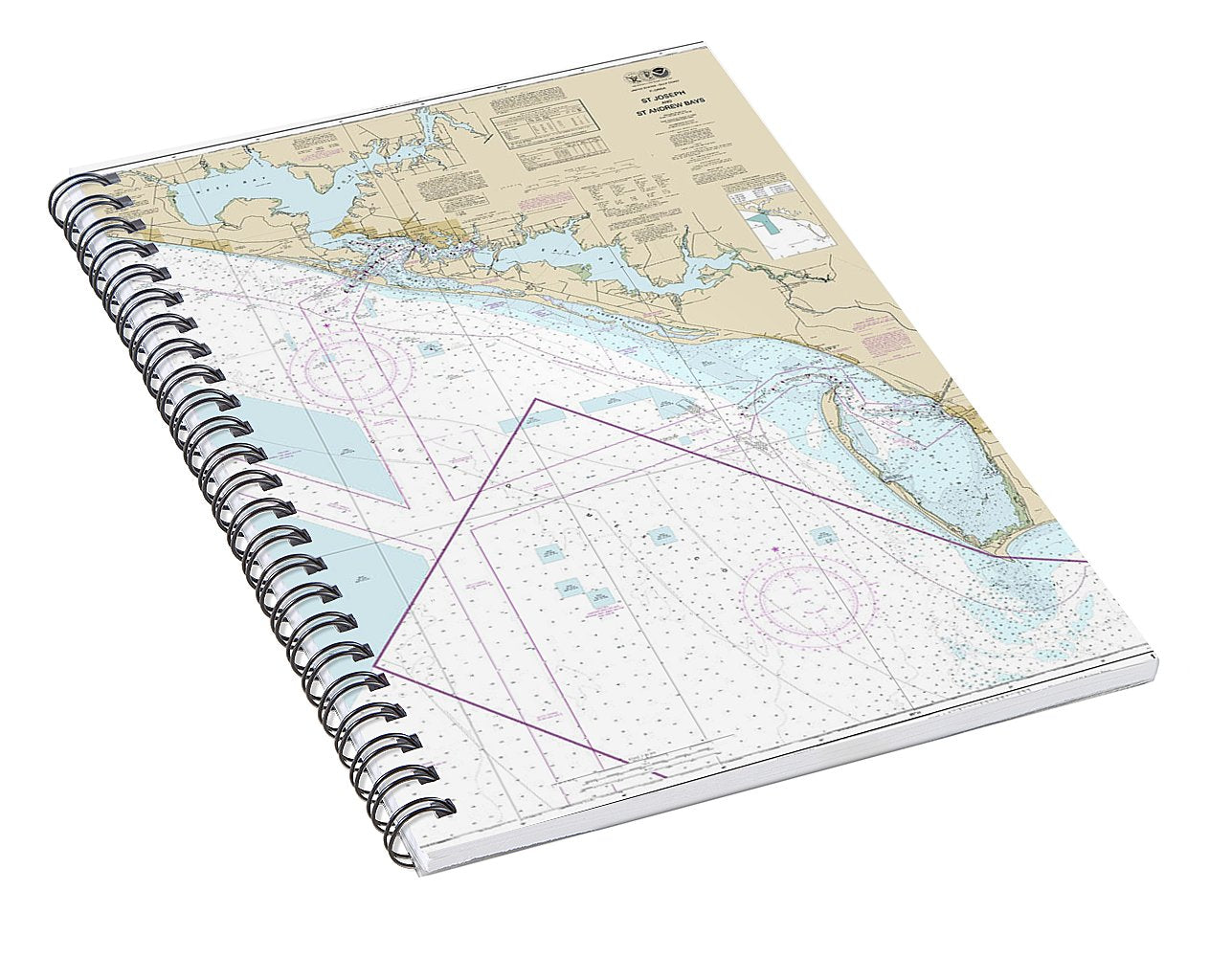 Nautical Chart 11389 St Joseph St Andrew Bays Spiral Notebook | SeaKoast