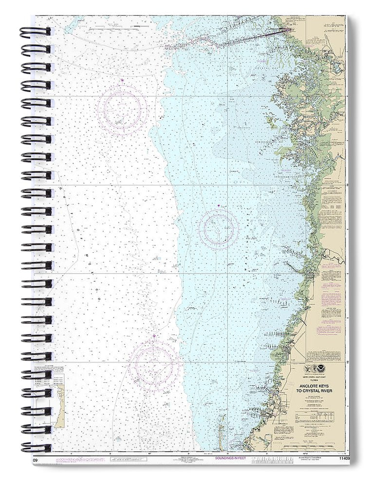 Nautical Chart-11409 Anclote Keys-crystal River - Spiral Notebook ...