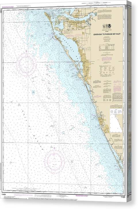 Nautical Chart-11424 Lemon Bay-passage Key Inlet - Canvas Print ...
