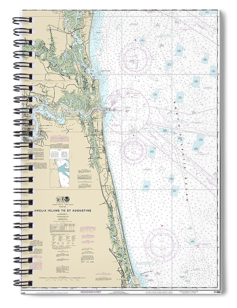 Nautical Chart-11488 Amelia Island-st Augustine - Spiral Notebook ...
