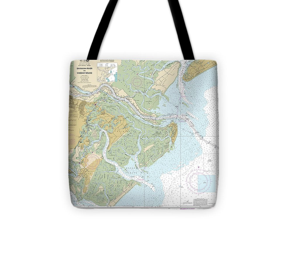 Nautical Chart-11512 Savannah River-wassaw Sound - Tote Bag | Nautical ...