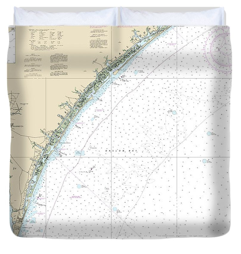 Nautical Chart-11539 New River Inlet-cape Fear - Duvet Cover | Nautical ...