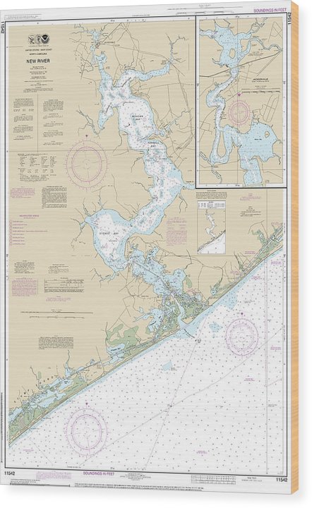 Nautical Chart-11542 New River, Jacksonville Wood Print | SeaKoast