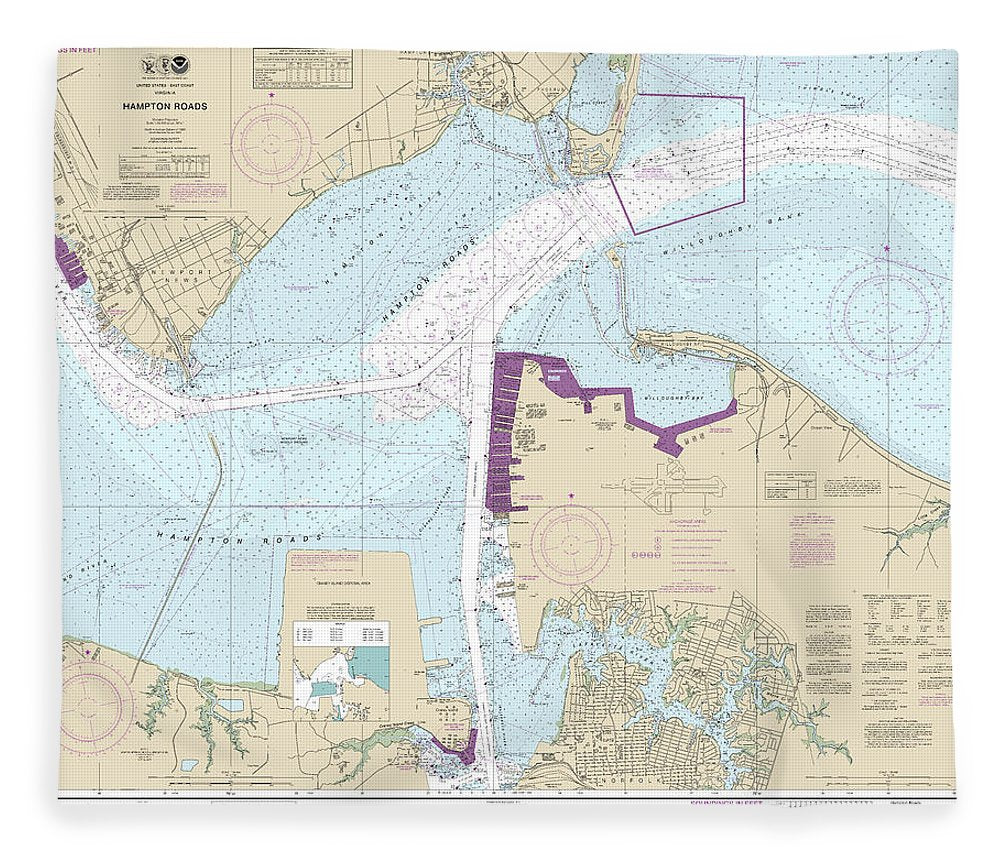 Nautical Chart-12245 Hampton Roads - Blanket | Nautical products for ...