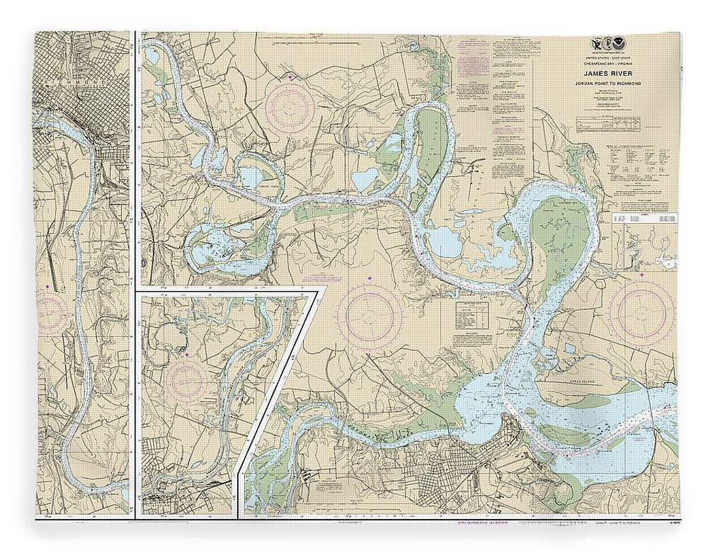 Nautical Chart-12252 James River Jordan Point-richmond - Blanket ...