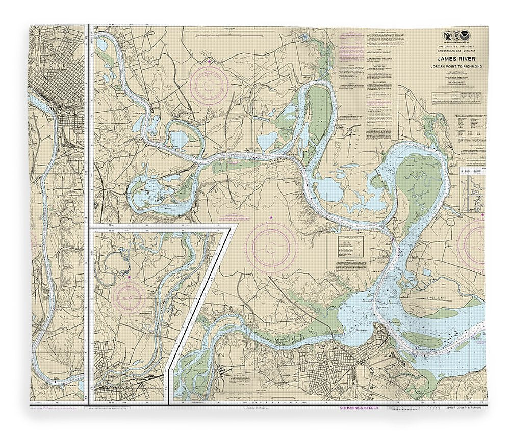 Nautical Chart-12252 James River Jordan Point-richmond - Blanket ...