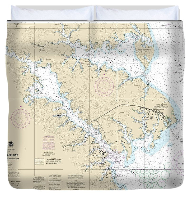 Nautical Chart-12282 Chesapeake Bay Severn-magothy Rivers - Duvet Cover ...