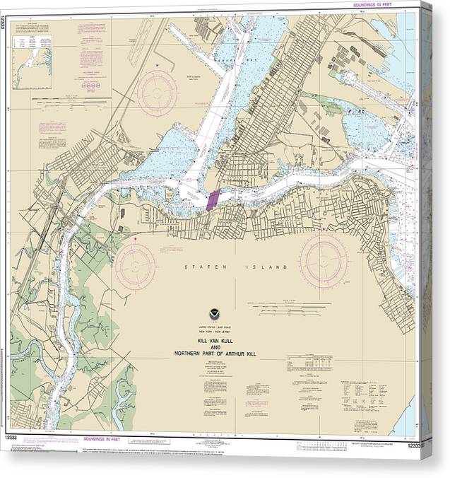 Nautical Chart-12333 Kill Van Kull-northern Part-arthur Kill - Canvas ...