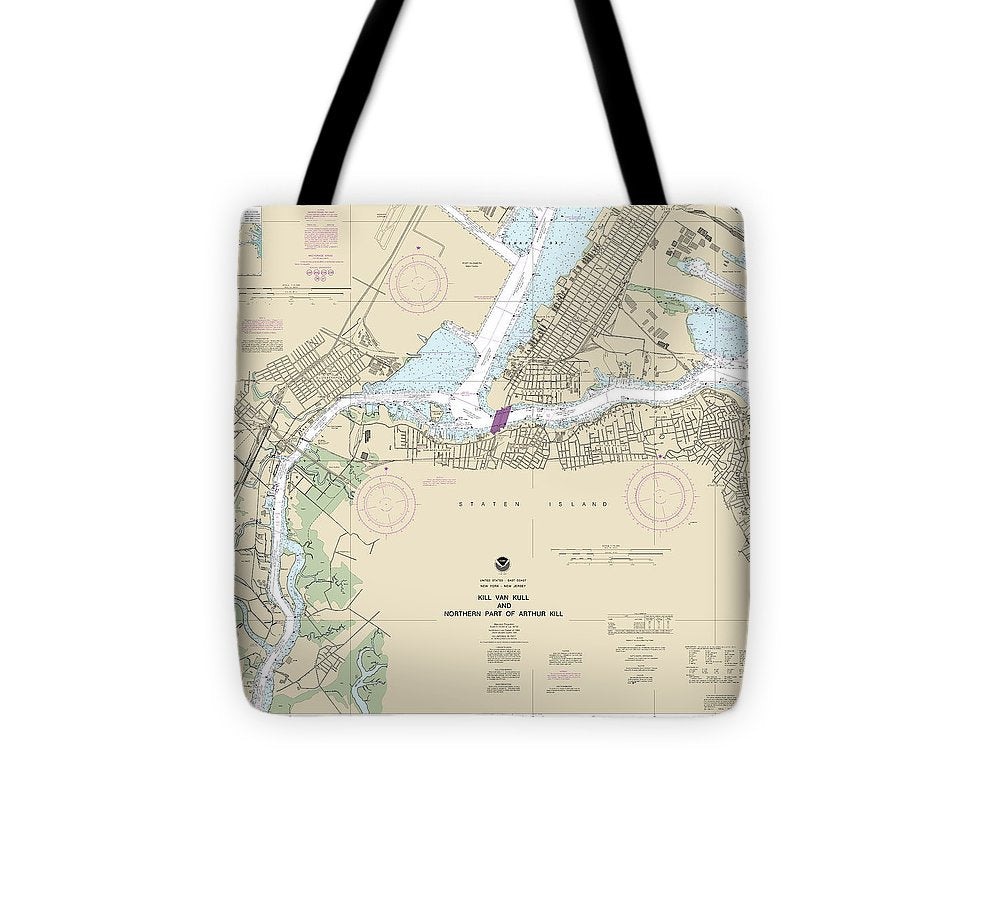 Nautical Chart-12333 Kill Van Kull-northern Part-arthur Kill - Tote Bag ...