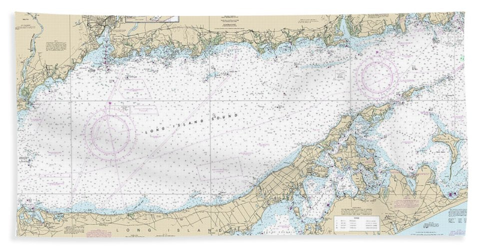 Nautical Chart-12354 Long Island Sound Eastern Part - Beach Towel ...