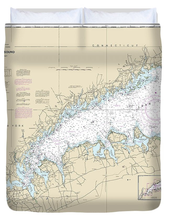 Nautical Chart-12363 Long Island Sound Western Part - Duvet Cover ...