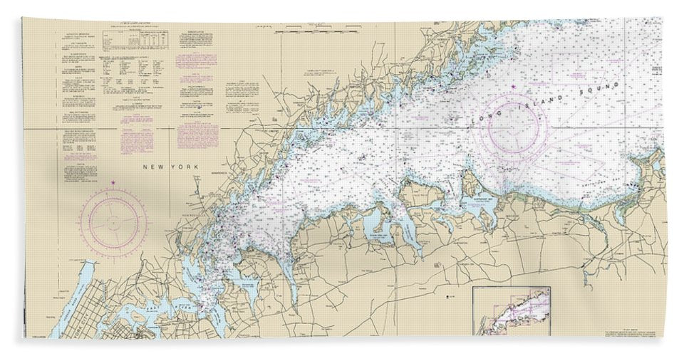 Nautical Chart-12363 Long Island Sound Western Part - Beach Towel ...