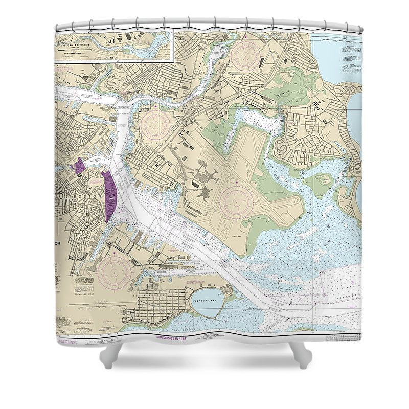 Nautical Chart-13272 Boston Inner Harbor - Shower Curtain | Nautical ...