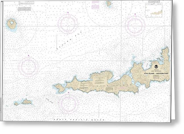 Nautical Chart-16486 Atka Island, Western Part - Greeting Card ...