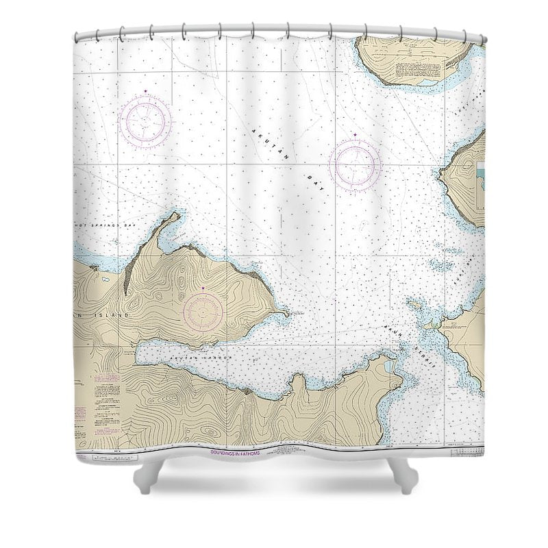Nautical Chart-16532 Akutan Bay, Krenitzin Islands - Shower Curtain ...