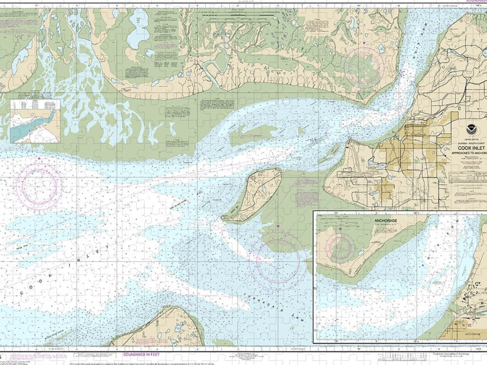Nautical Chart-16665 Cook Inlet-approaches-anchorage, Anchorage ...