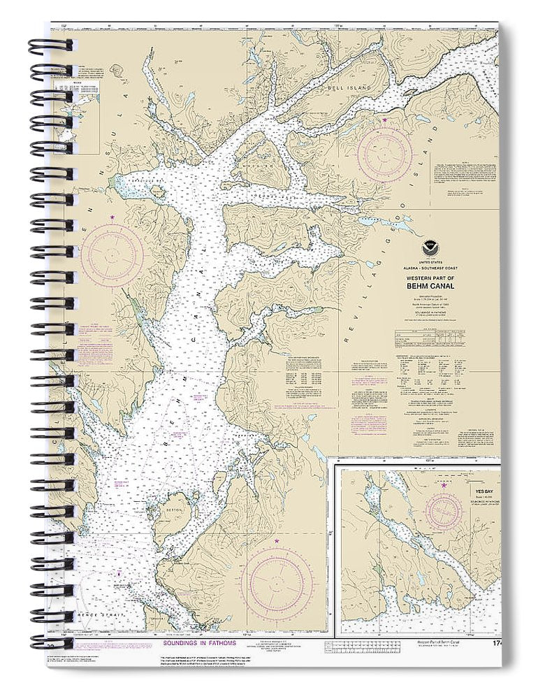 Nautical Chart-17422 Behm Canal-western Part, Yes Bay - Spiral Notebook ...