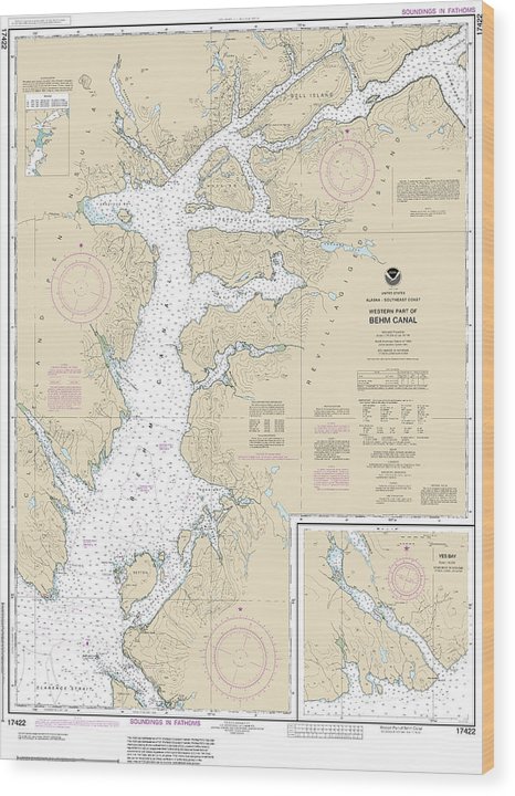 Nautical Chart-17422 Behm Canal-western Part, Yes Bay - Wood Print ...