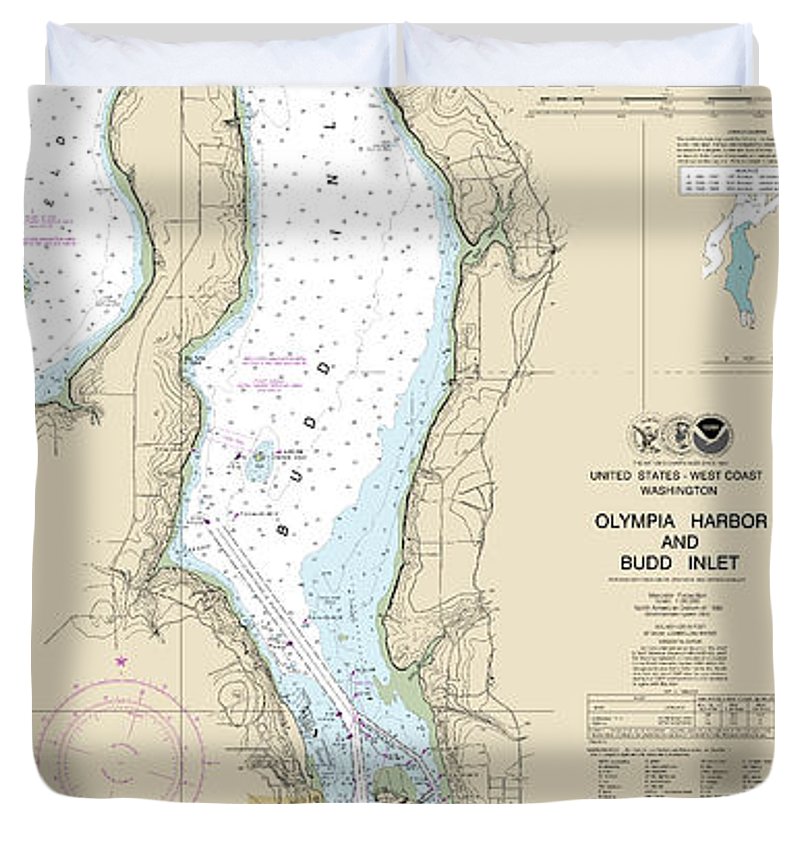 Nautical Chart-18456 Olympia Harbor-budd Inlet - Duvet Cover | Nautical ...