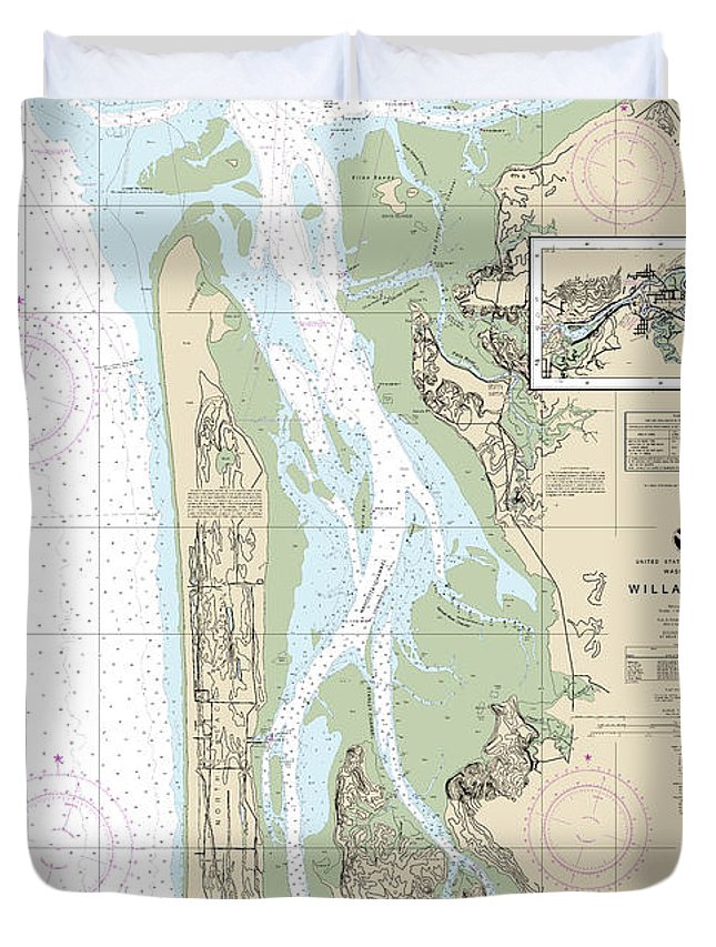 Nautical Chart-18504 Willapa Bay, Toke Pt - Duvet Cover | Nautical ...