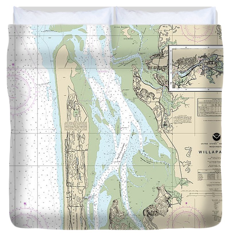 Nautical Chart-18504 Willapa Bay, Toke Pt - Duvet Cover | Nautical ...