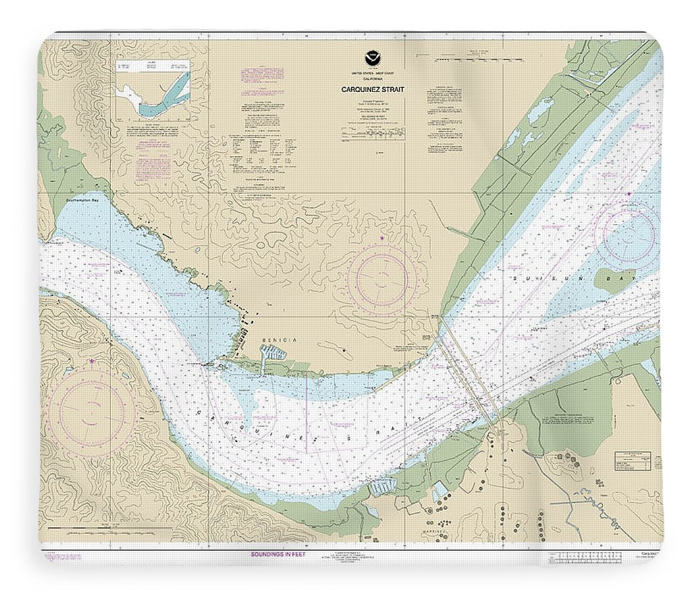 Nautical Chart 18657 Carquinez Strait Blanket | SeaKoast
