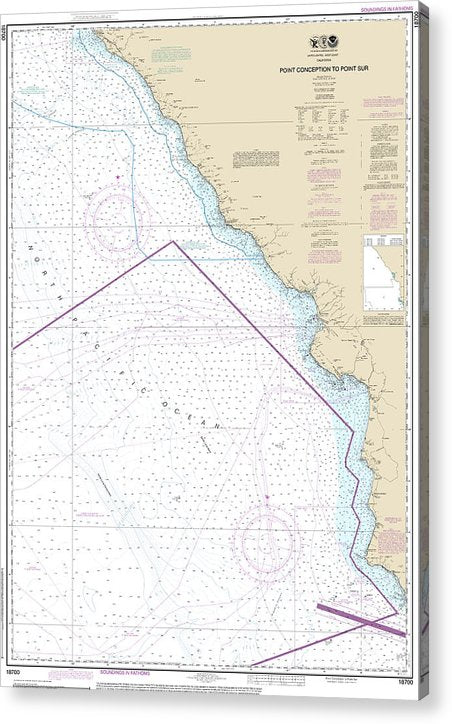 Nautical Chart-18700 Point Conception-point Sur - Acrylic Print ...