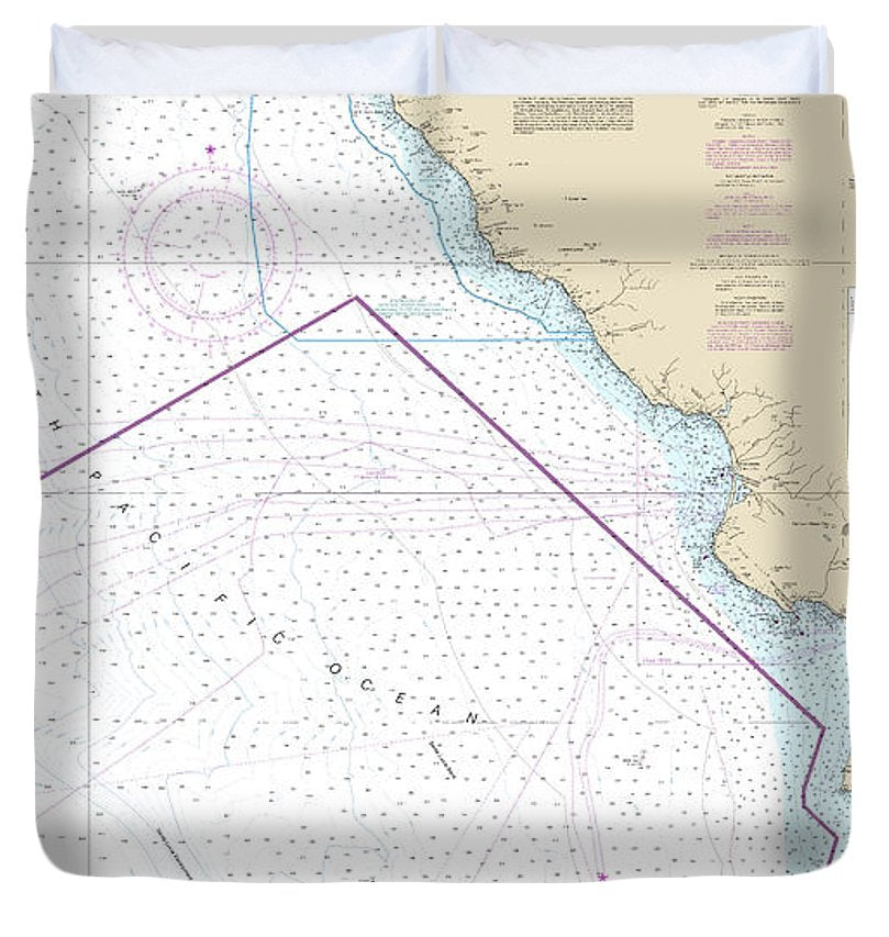 Nautical Chart-18700 Point Conception-point Sur - Duvet Cover ...