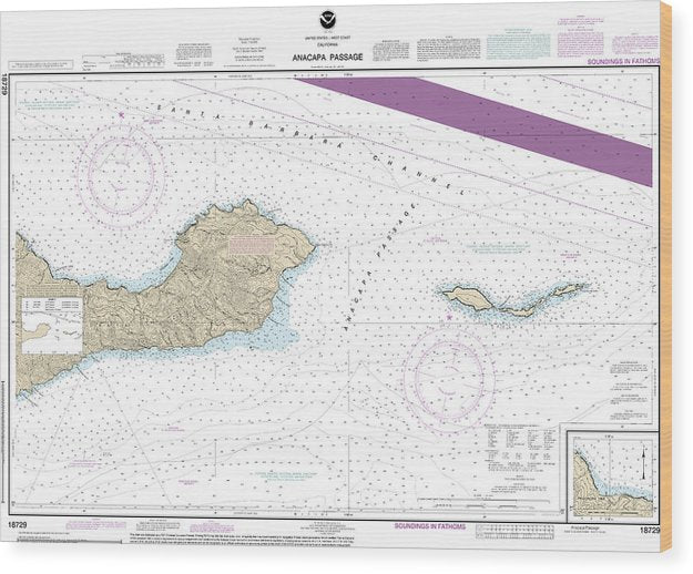 Nautical Chart-18729 Anacapa Passage, Prisoners Harbor - Wood Print ...