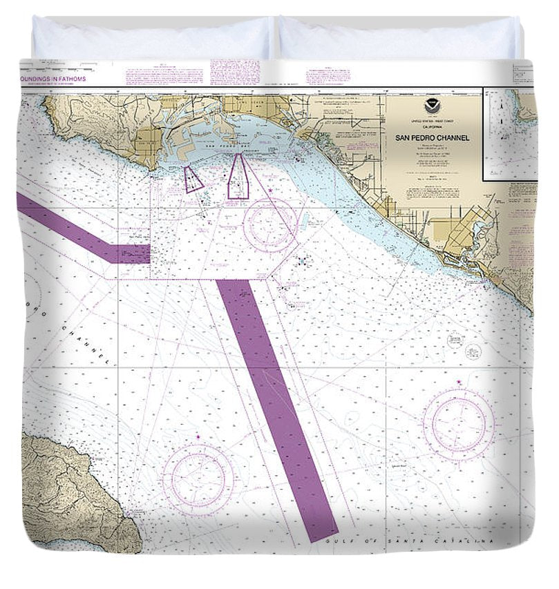 Nautical Chart-18746 San Pedro Channel, Dana Point Harbor - Duvet Cover ...