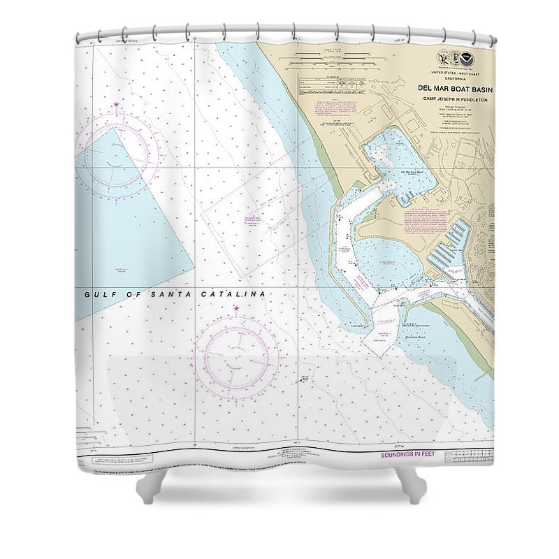 Nautical Chart-18758 Del Mar Boat Basin - Shower Curtain | Nautical ...