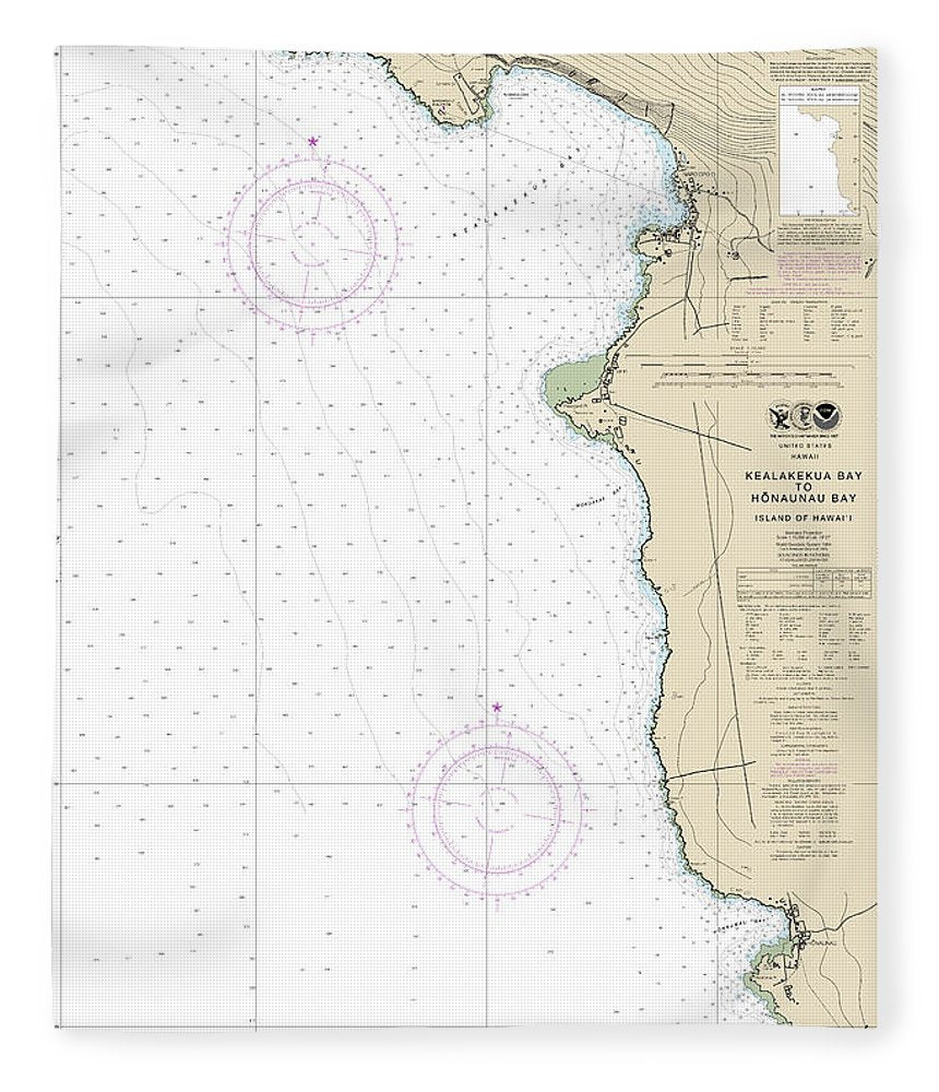 Nautical Chart-19332 Kealakekua Bay-honaunau Bay - Blanket | Nautical ...