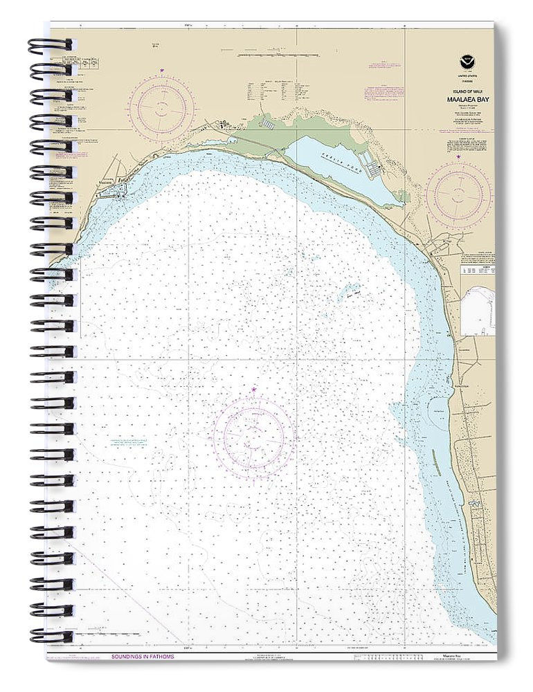 Nautical Chart 19350 Island Maui Maalaea Bay Spiral Notebook | SeaKoast