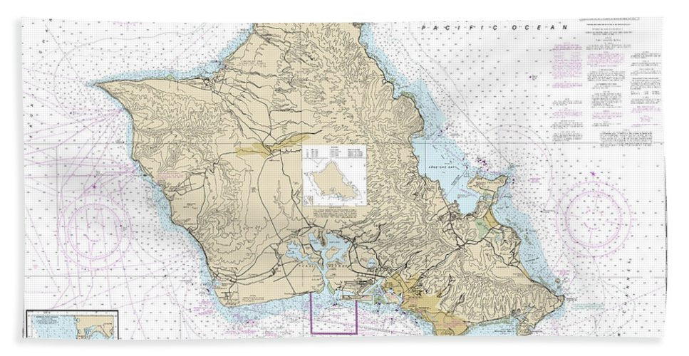 Nautical Chart-19357 Island-oahu, Barbers Point Harbor - Bath Towel ...
