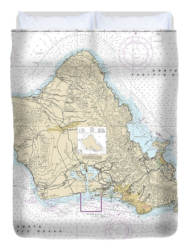 Nautical Chart 19357 Island Oahu, Barbers Point Harbor Duvet Cover ...