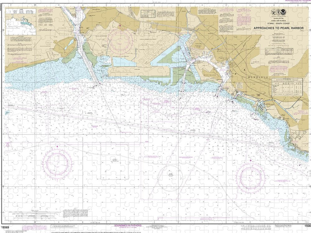 Nautical Chart-19369 Oahu South Coast Approaches-pearl Harbor - Puzzle ...