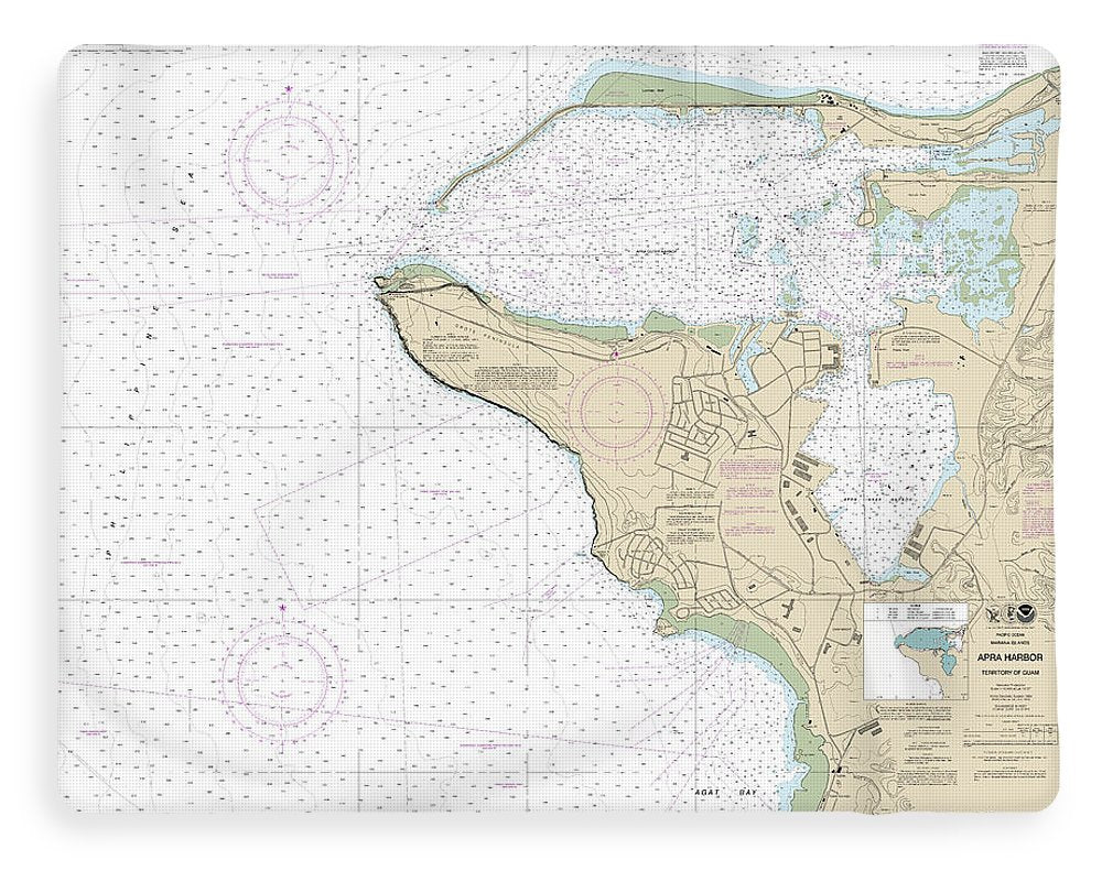 Nautical Chart 81054 Mariana Islands Apra Harbor, Guam Blanket | SeaKoast