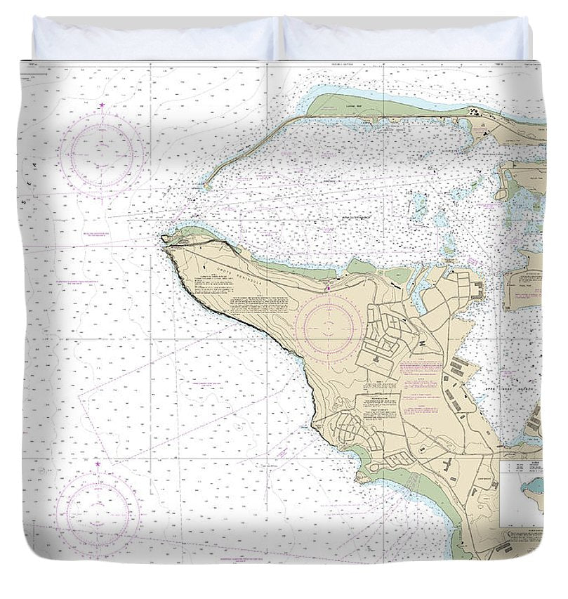 Nautical Chart-81054 Mariana Islands Apra Harbor, Guam - Duvet Cover ...